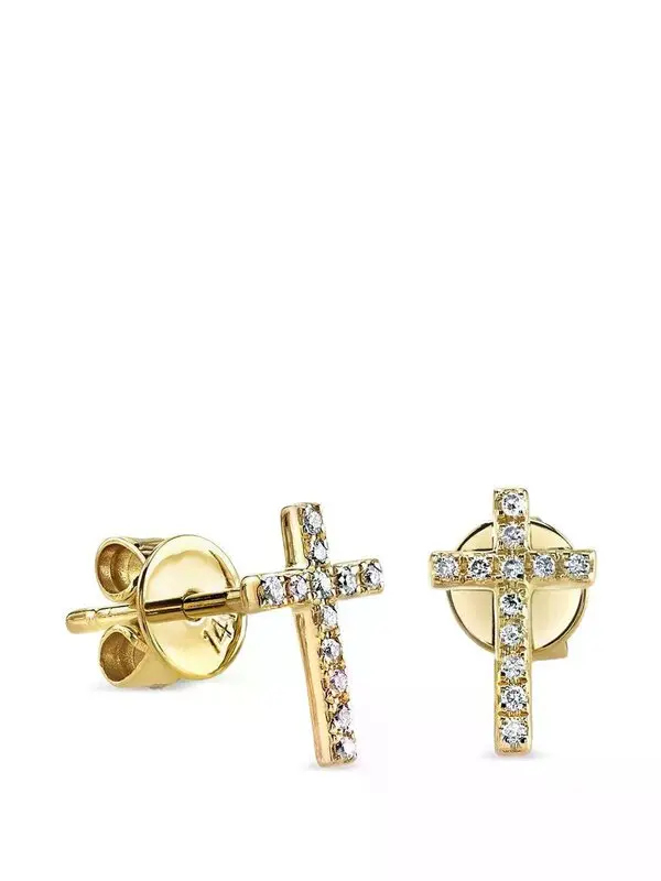SYDNEY EVAN Diamond Cross Stud Earrings - Gold