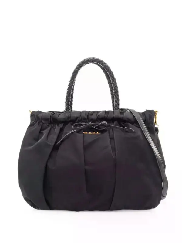 Prada 2000s Tessuto Braided-handle Tote Bag - Black