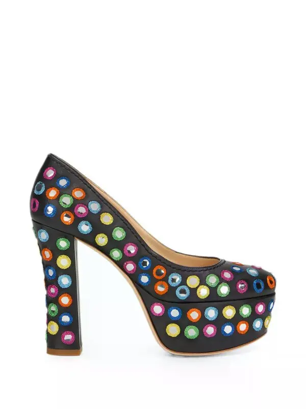 Moschino Mirror-embellished Platform Pumps - Black