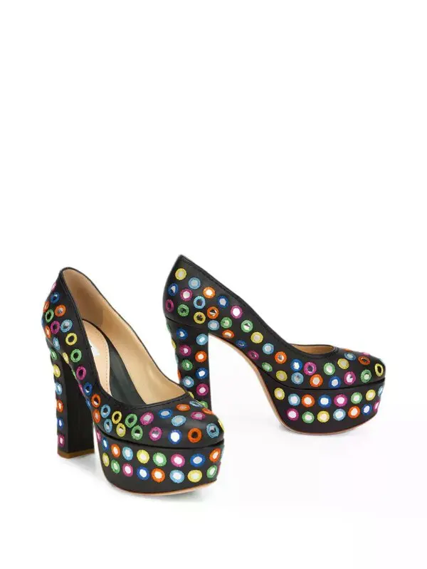 Moschino Mirror-embellished Platform Pumps