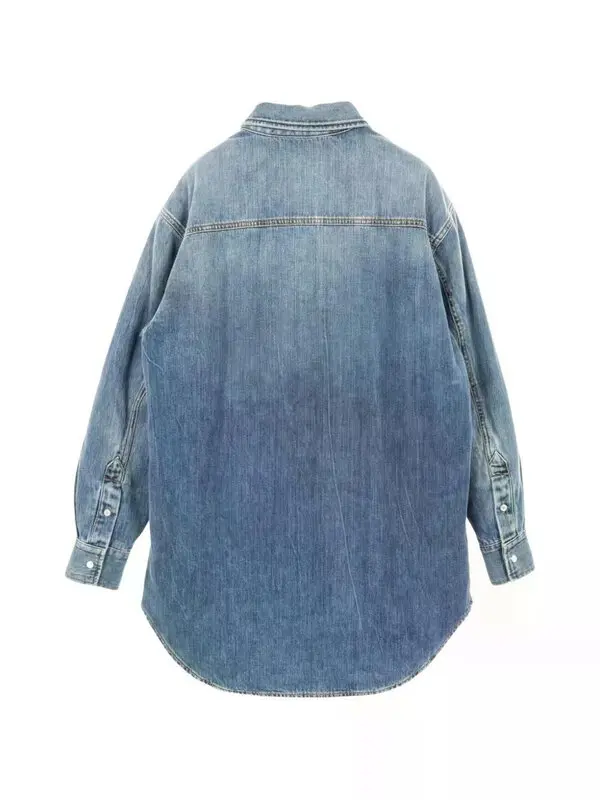 Gucci Indigo Denim Shirt Jacket With Embellished Logo - Blue