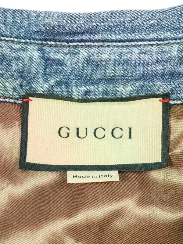Gucci Indigo Denim Shirt Jacket With Embellished Logo
