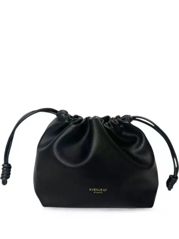 AVENUE 67 Cynthia Drawstring Soft Leather Clutch Bag - Black