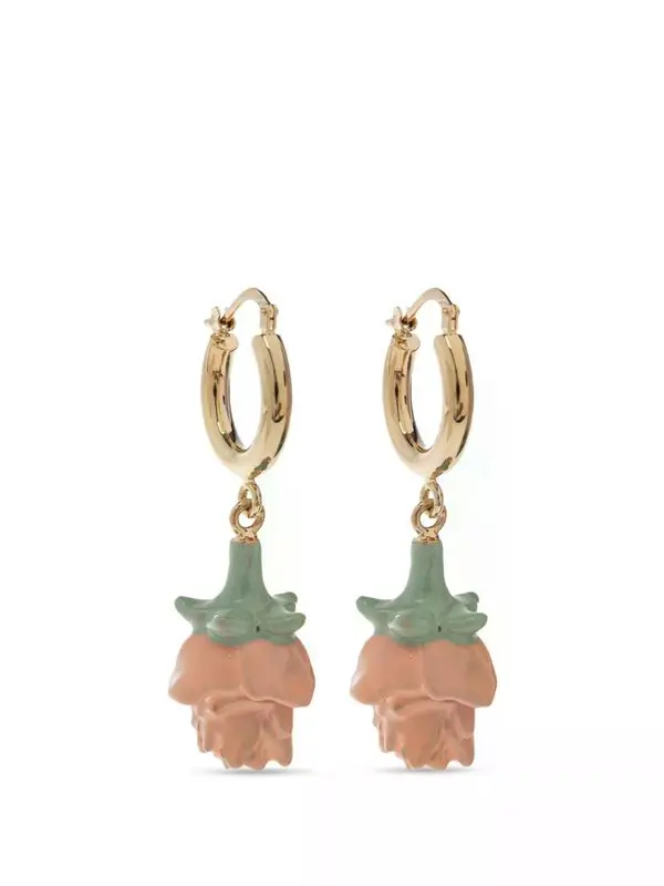 Marni Rose Pendant Hoop Earrings - Gold