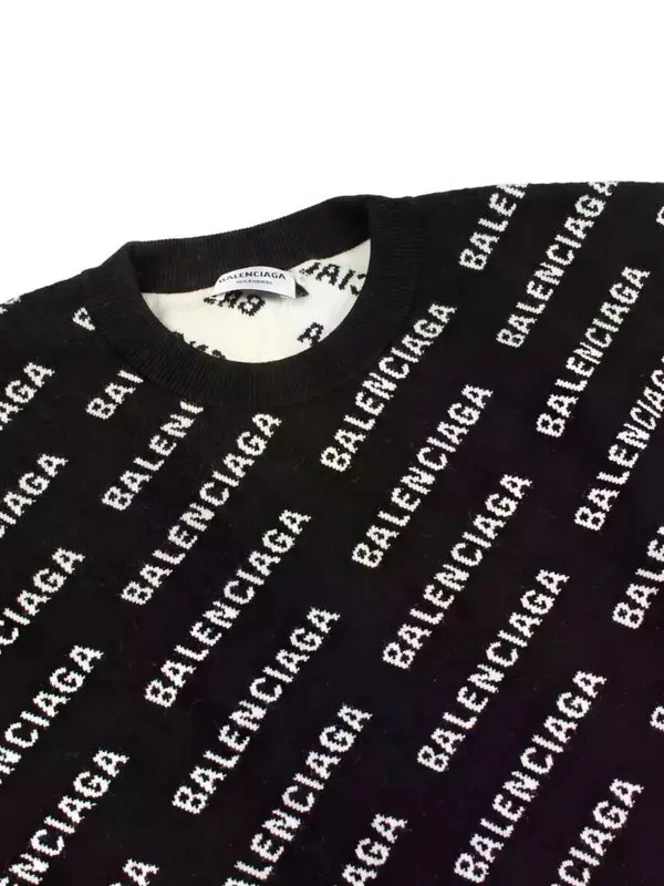 Balenciaga Logo Pattern Crew Neck Sweater