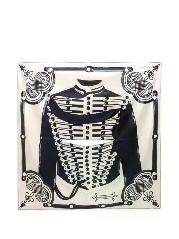 Hermès Brandebourgs Tattoo" Embellished Silk Scarf - Neutrals