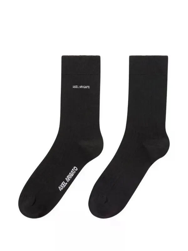 Axel Arigato Logo-embroidered Ribbed Socks - Black