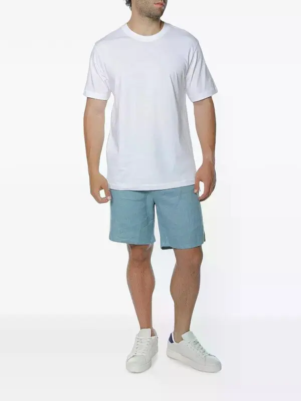 TRUSSARDI Dark Linen Belted Shorts - Blue