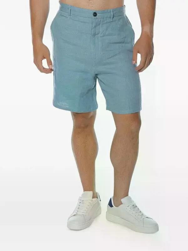 TRUSSARDI Dark Linen Belted Shorts