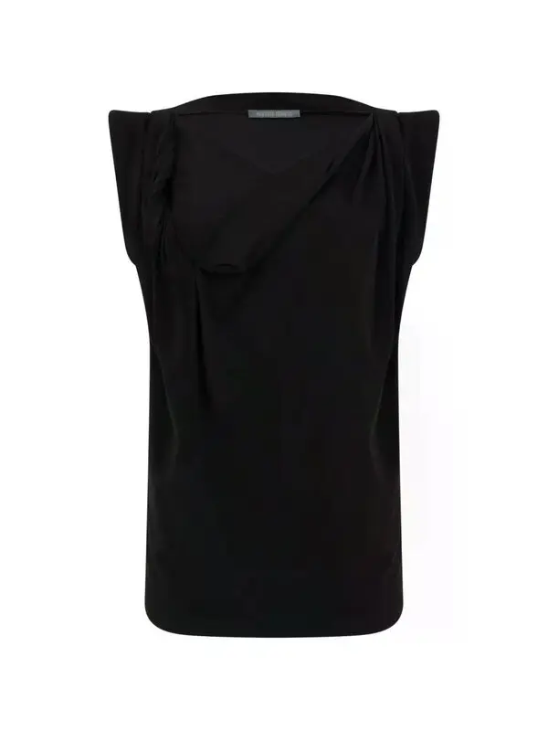 Alberta Ferretti Draped Padded-shoulder Top - Black