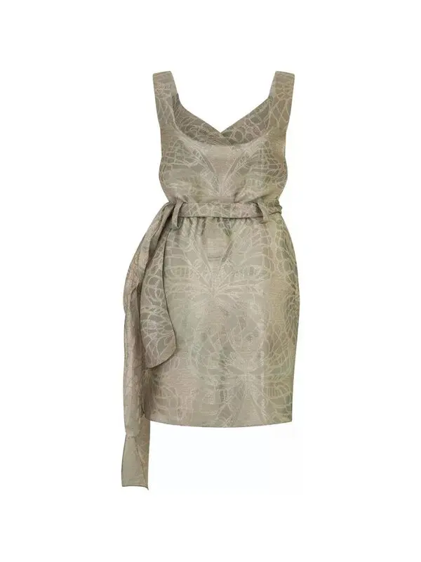 Alberta Ferretti Jacquard-effect Knotted-waist Party Dress