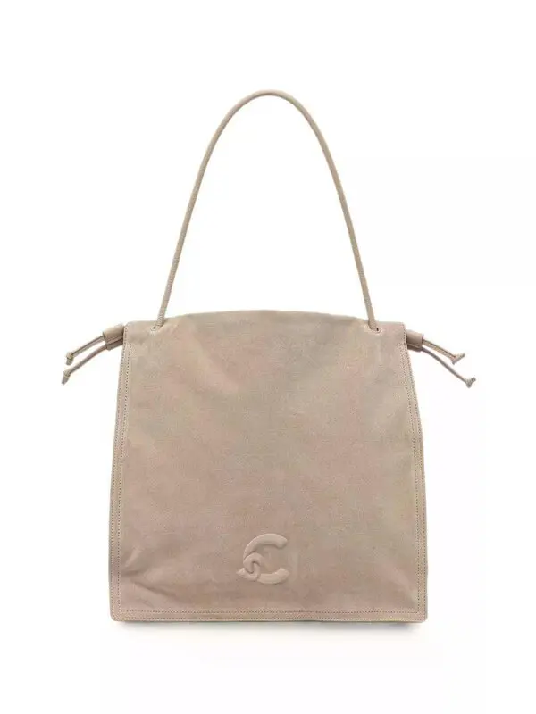 COCCINELLE Calf Suede Logo Patch Tote Bag