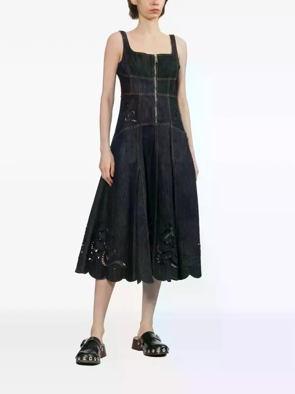 SELF-PORTRAIT Cut-out Flared-hem Midi Dress - Blue