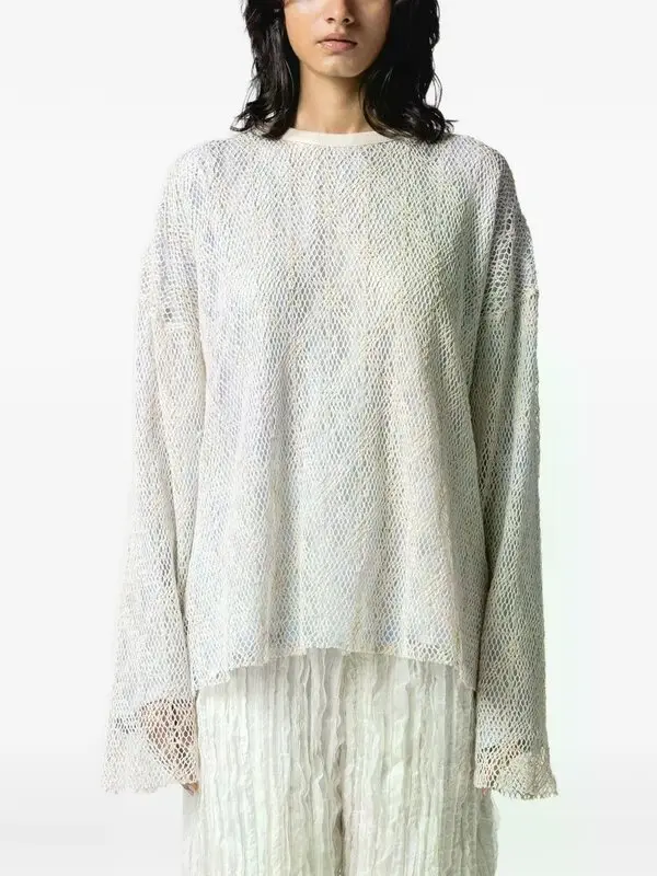 MULLER OF YOSHIOKUBO Spiderweb Mesh Layered Long-sleeve Top - Neutrals