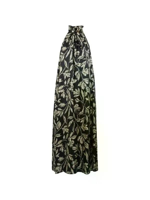 Max Mara Leaf-print Halterneck Gown - Black