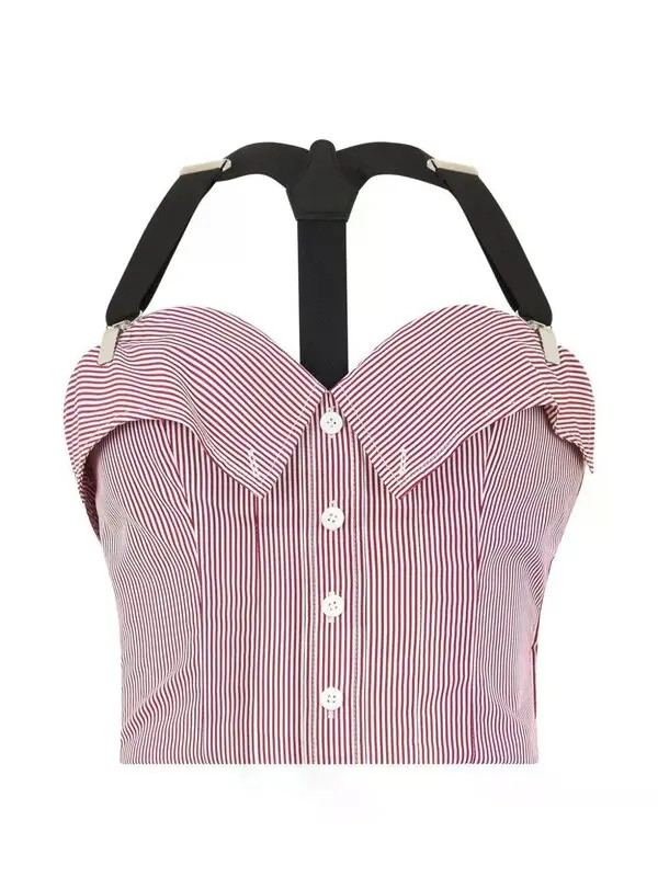 Moschino Vertical Stripe Corset Top - Red