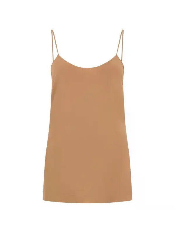 Alberta Ferretti Camel Silk Blend Spaghetti Strap Top - Brown