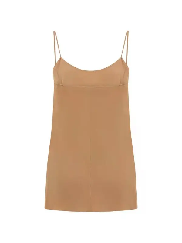 Alberta Ferretti Camel Silk Blend Spaghetti Strap Top - Brown