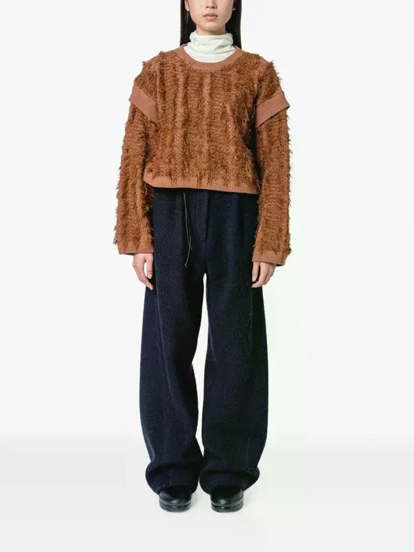 MULLER OF YOSHIOKUBO Fuzzy Ribbed-trim Sweater - Brown