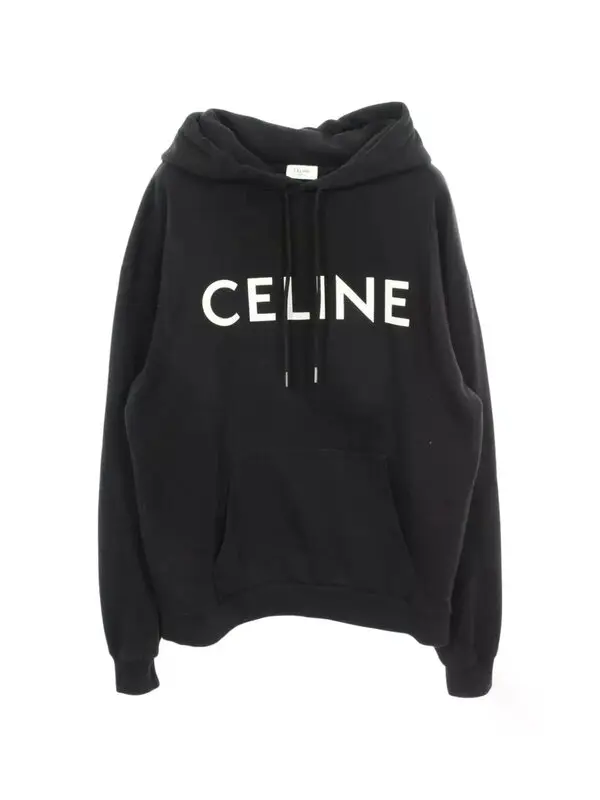 Celine Cotton Logo Hoodie - Black