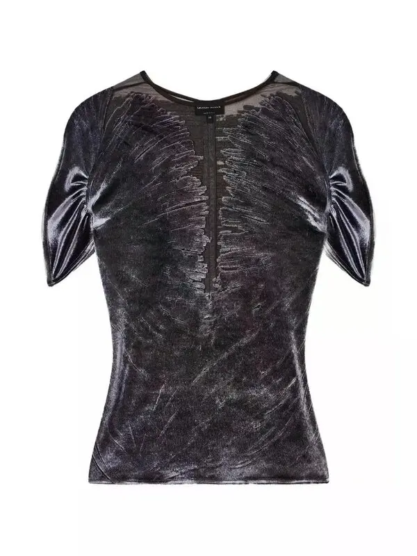 Giorgio Armani Sheer Panelled Top - Grey