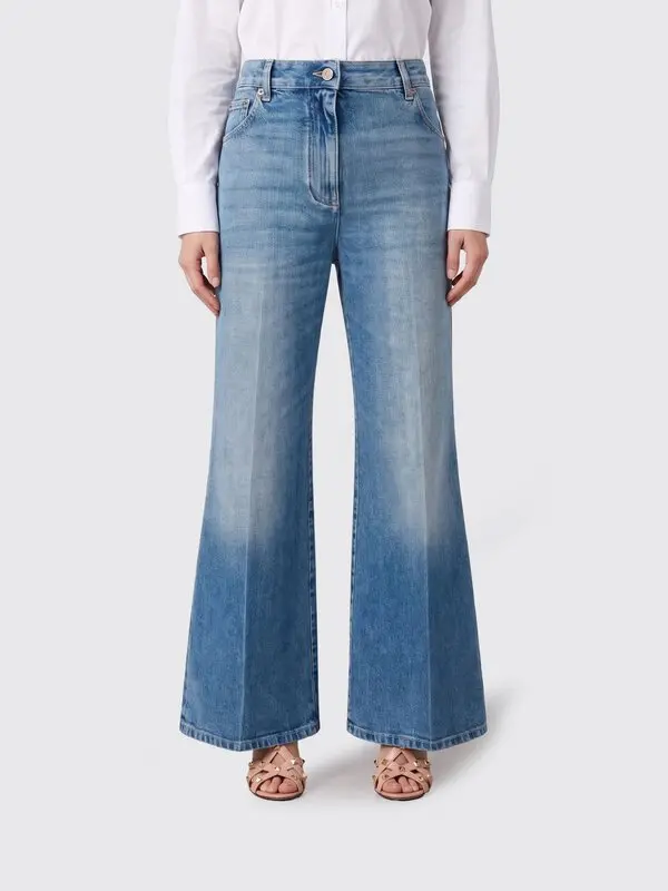 Valentino Garavani High-waisted Flare Jeans In Cotton Denim - Blue