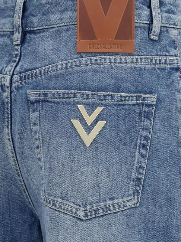 Valentino Garavani High-waisted Flare Jeans In Cotton Denim