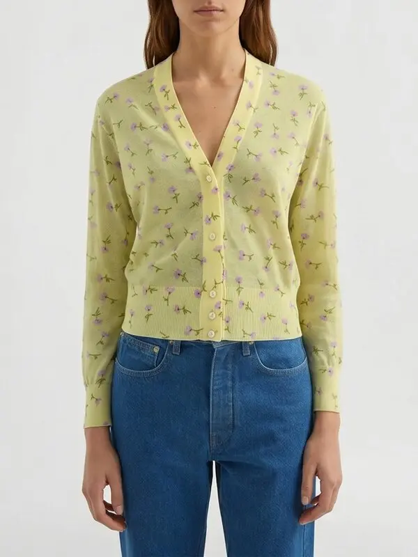 JIL SANDER Floral Knit Cardigan - Yellow