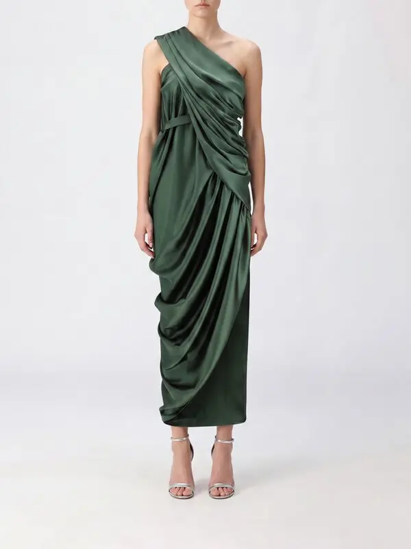 VIVIENNE WESTWOOD Asymmetrical Draped Midi Dress - Green