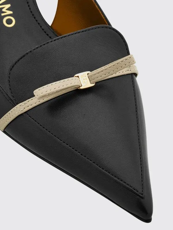 FERRAGAMO Slingback Court Shoes With Bow Detailing - Black