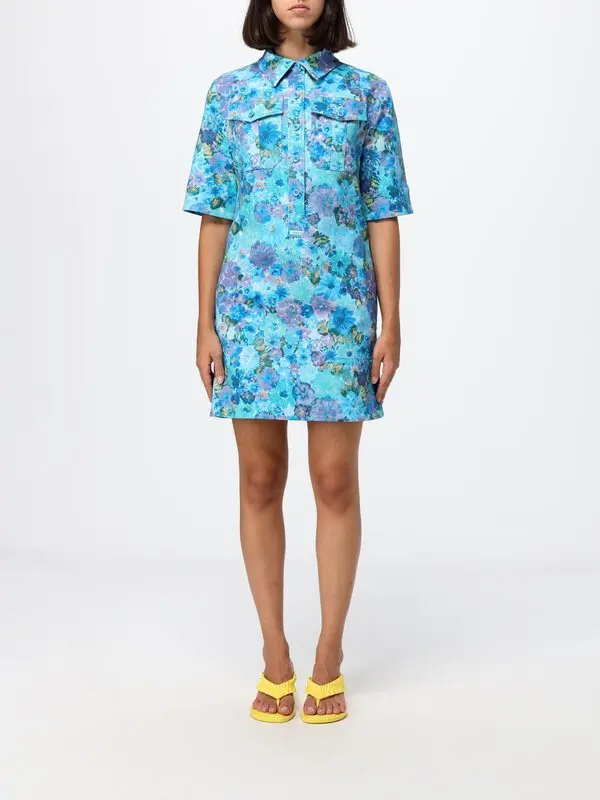 Chloé Floral Stretch Cotton Mini Shirt Dress