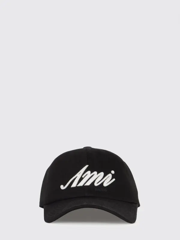 AMI Paris Contrast Logo Cotton Baseball Cap With Rigid Visor