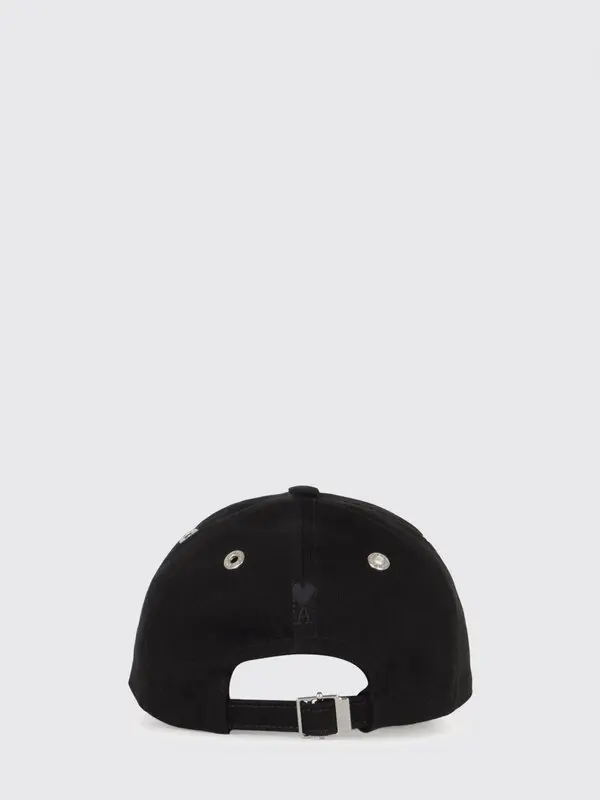 AMI Paris Contrast Logo Cotton Baseball Cap With Rigid Visor