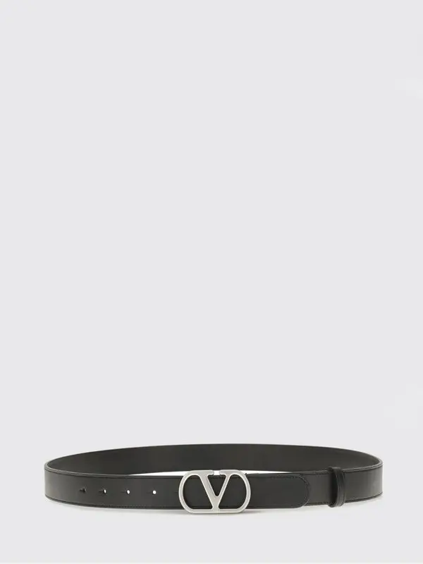 Valentino Garavani Vlogo Signature Belt In Smooth Calfskin Leather - Black