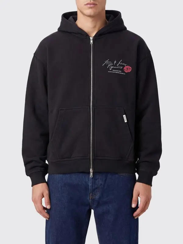 REPRESENT Zip-up Cotton Hoodie With Printed Logo And Pouch Pockets