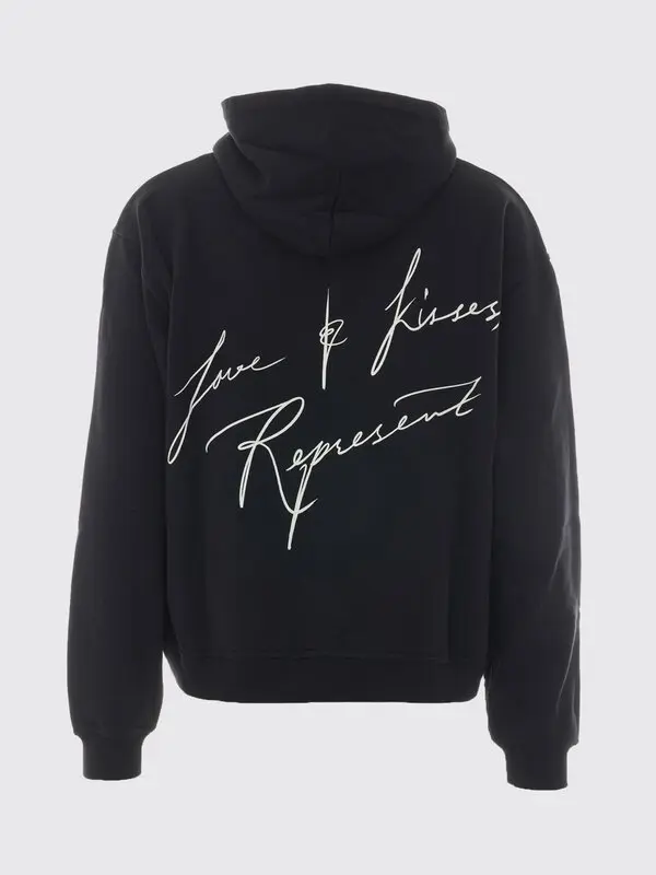 REPRESENT Zip-up Cotton Hoodie With Printed Logo And Pouch Pockets