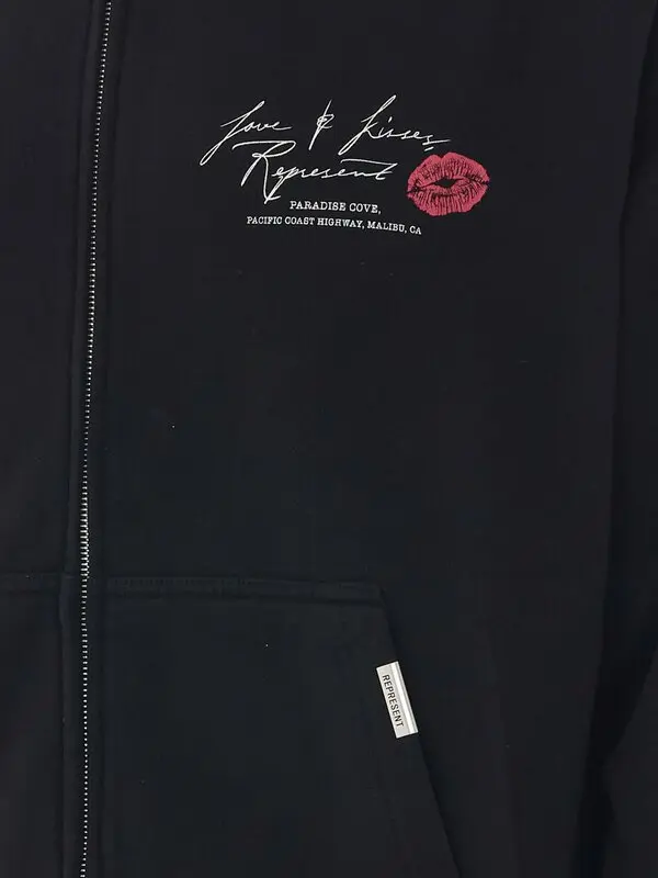 REPRESENT Zip-up Cotton Hoodie With Printed Logo And Pouch Pockets