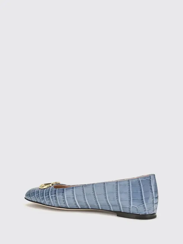 Valentino Garavani Vlogo Signature Croc-effect Leather Ballet Flats - Blue