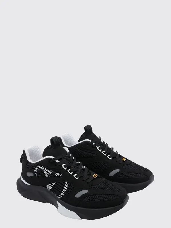 Valentino Garavani Demivee Low-top Trainers In Mesh And Suede - Black