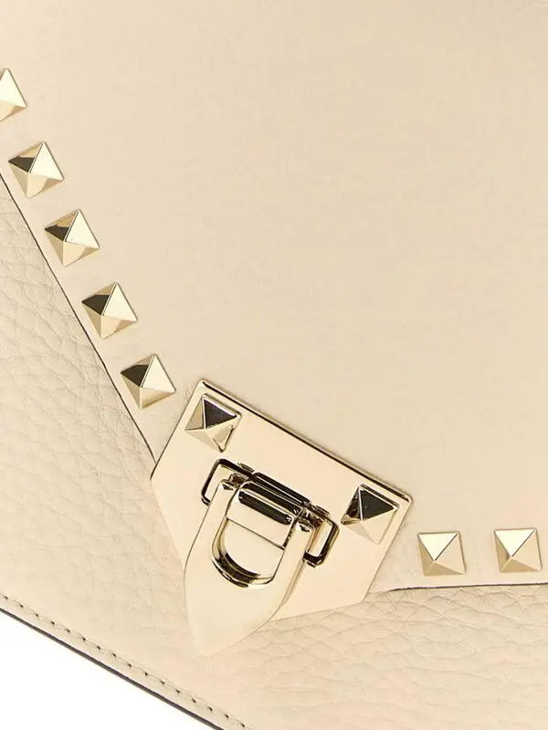 Valentino Garavani Rockstud Grained Calfskin Mini Crossbody Bag - Ivory