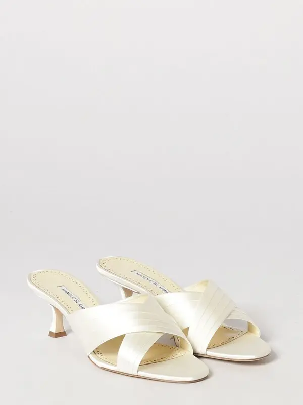 Manolo Blahnik Heeled Sandal - Cream