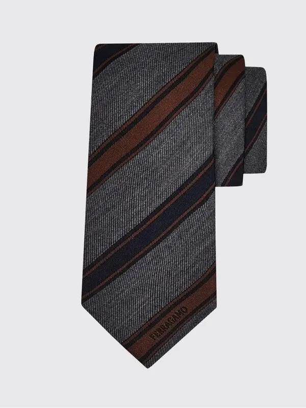 FERRAGAMO Classic Silk Tie With Two-tone Stripe Jacquard - Grey