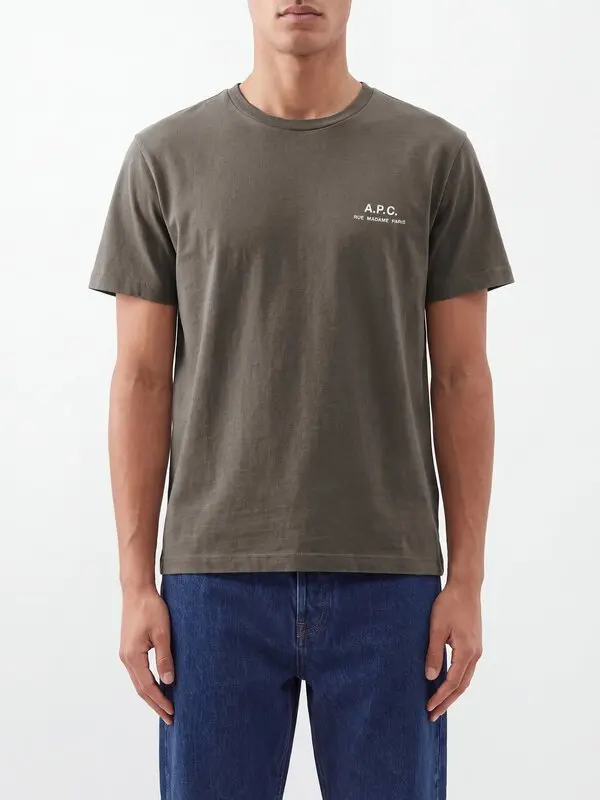A.p.c. Crewneck Cotton T-shirt With Contrasting Printed Logo - Charcoal