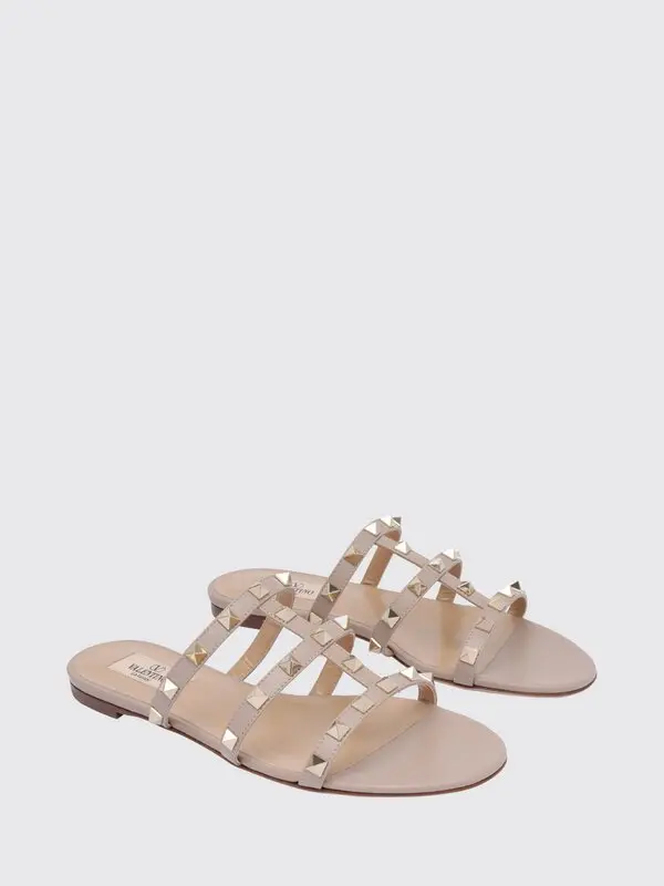 Valentino Garavani Rockstud Calfskin Slide Sandals - Azalea