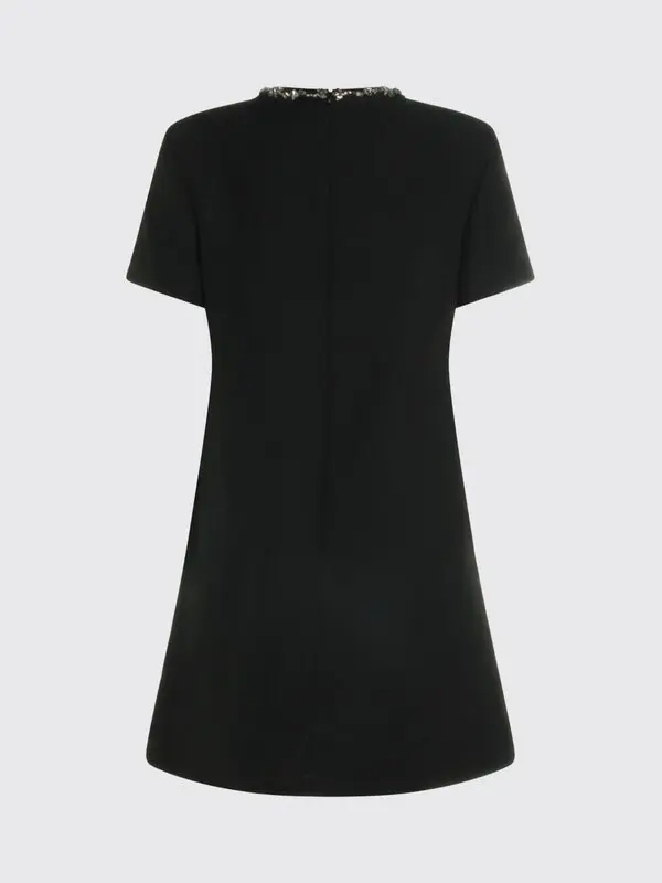 Valentino Garavani Wool And Silk Crêpe A-line Mini Dress With Crystal Embroidery - Black