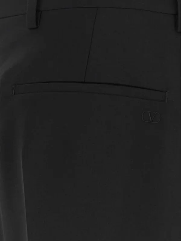 Valentino Garavani Slim Fit Wool Blend Tailored Trousers - Black