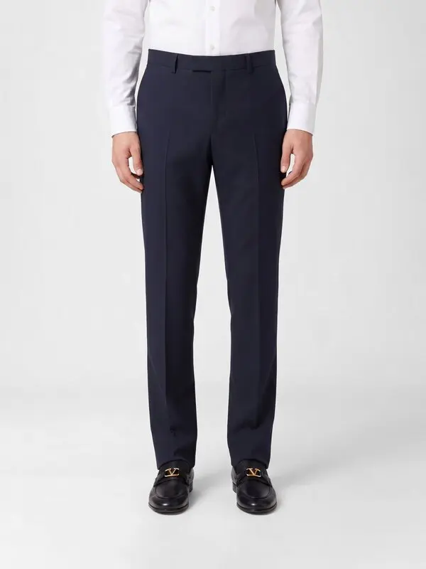 Valentino Garavani Slim Fit Wool Blend Tailored Trousers - Blue