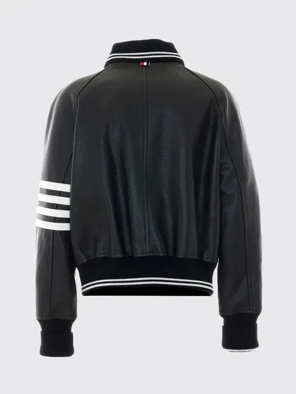 Thom Browne 4-bar Cotton Bomber Jacket With Leather Details