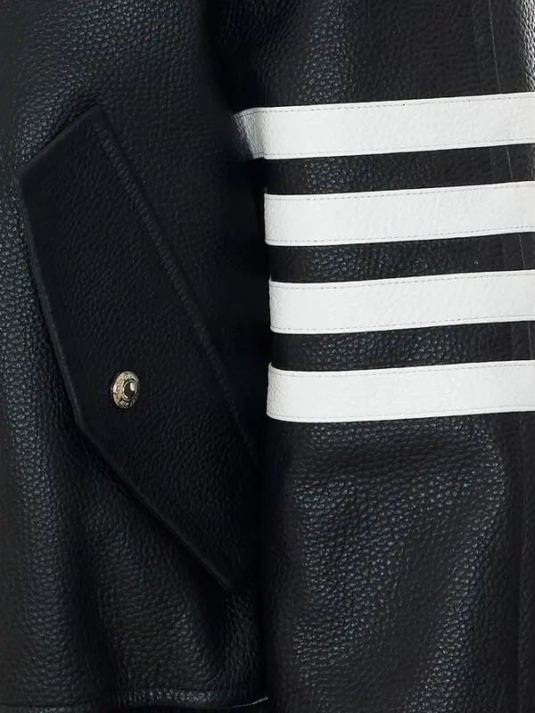 Thom Browne 4-bar Cotton Bomber Jacket With Leather Details