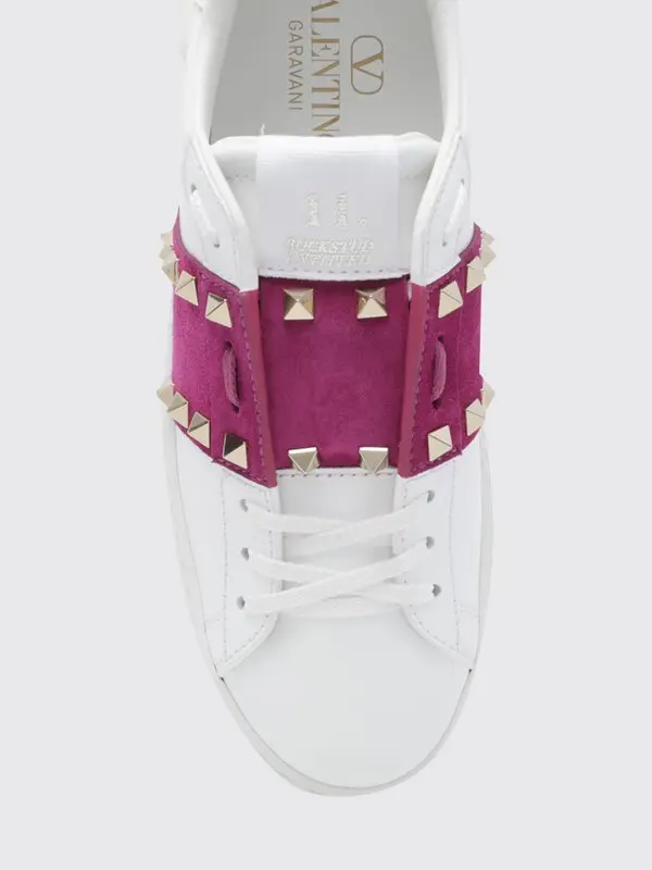 Valentino Garavani Rockstud Untitled Leather And Suede Sneakers - Fuchsia